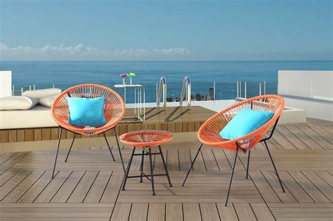 Orange Bistro Set ACAPULCO Velago Patio Furniture