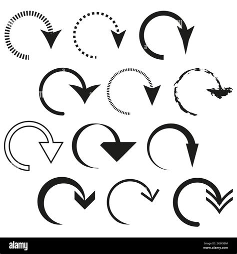 Refresh Arrow Icons Circular Arrow Symbols Black And White Vector