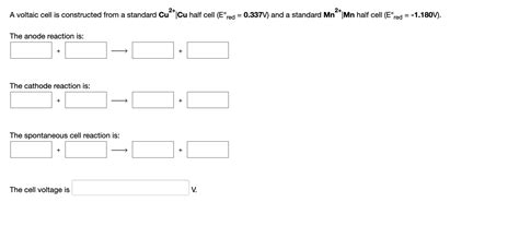 Solved A Voltaic Cell Is Constructed From A Standard Cu2cu