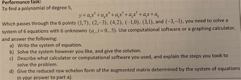 Solved Performance Task To Find A Polynomial Of Degree 5