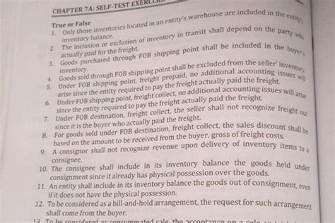 CHAPTER 7A SELF TEST EXERCISE 1 Only Those StudyX