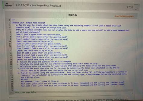Lab Activity Mt Practice Simple Food Receipt B Main Py