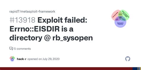 Exploit Failed Errnoeisdir Is A Directory Rbsysopen · Issue 13918 · Rapid7metasploit
