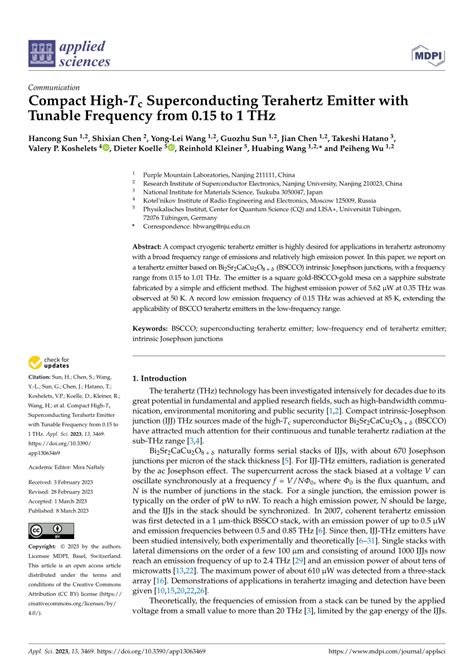 Pdf Compact High Tc Superconducting Terahertz Emitter With Tunable Frequency From 0 15 To 1 Thz