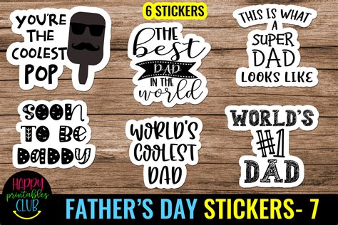 Fathers Day Stickers 7 Dad Stickers Graphic By Happy Printables Club