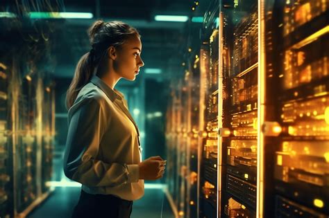 Premium Ai Image Photo Of Woman Engineer In Data Server