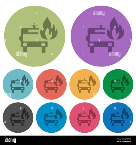 Fire Engine With Flame Darker Flat Icons On Color Round Background Stock Vector Image And Art Alamy