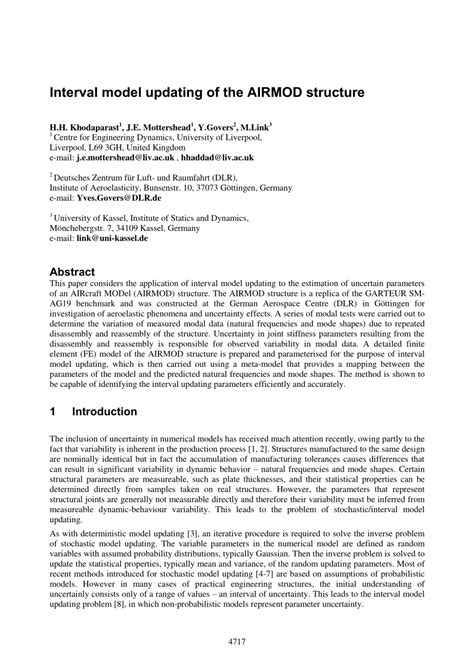 Pdf Interval Model Updating Of The Airmod Structure