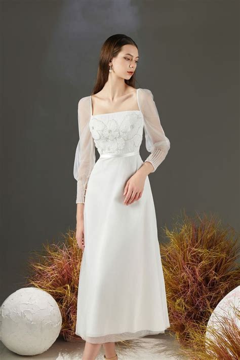 Natalie A Line Square Neck Organza Midi Dress Mean Blvd Dress