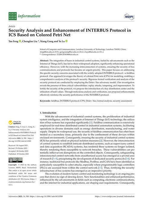 PDF Security Analysis And Enhancement Of INTERBUS Protocol In ICS Based On Colored Petri Net