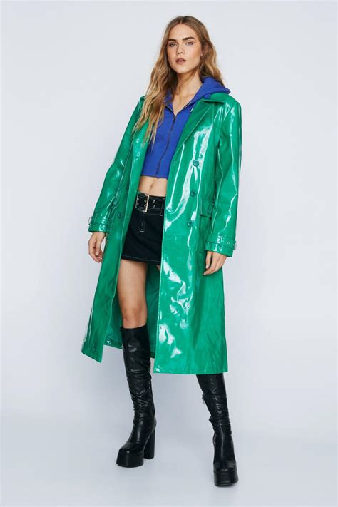Longline Vinyl Trench Coat Nasty Gal