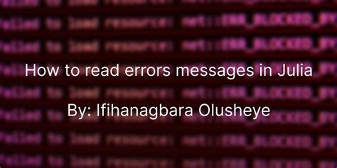 How To Read Error Messages In Julia Julia Community 🟣