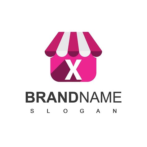 편지 X 상점 로고 디자인 템플릿 온라인 상점 기호 프리미엄 벡터