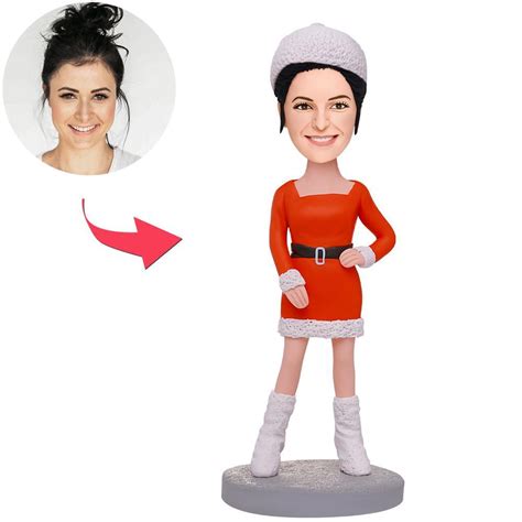 Xmas Beautiful Girl Custom Bobbleheads With Engraved Text Mademine