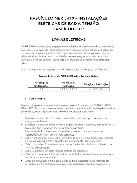 Nbr 5410 Instalações Elétricas De Baixa Tensão Fascículo Pdf