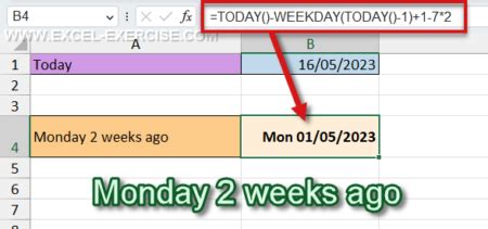 Calculate Monday Weeks Ago With Excel