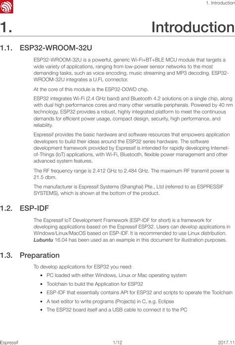 Espressif Systems Esp32wroom32u Wi Fi And Bluetooth Internet Of Things Module User Manual Esp32