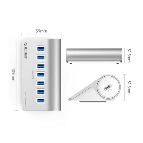 ORICO Aluminum Alloy 7 Port USB Hub Matrix Warehouse Computers