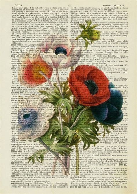Vintage Anemone Painting On Dictionary Page