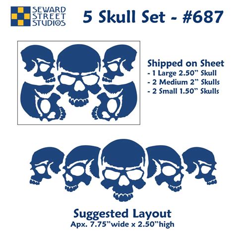 Green Five Skulls Reflective Decal Set Seward Street Studios