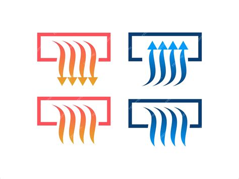 난방 및 냉각 Hvac 로고 디자인 벡터 일러스트 레이 션 프리미엄 벡터
