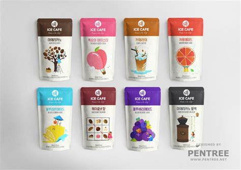 아이스카페 아이스음료 8종 음료 포장 식품 포장 디자인 상자 포장 디자인