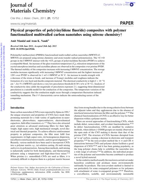 Pdf Physical Properties Of Polyvinylidene Fluoride Composites With Polymer Functionalized