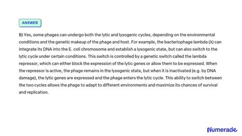 Solved A What Is The Difference Between A Lytic Cycle And A Lysogenic Cycle In Bacteriophage