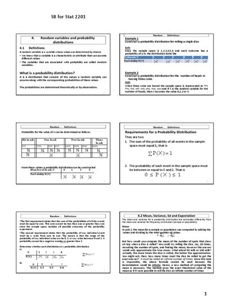 4 Random Variables And Probability Distributions Pdf Probability