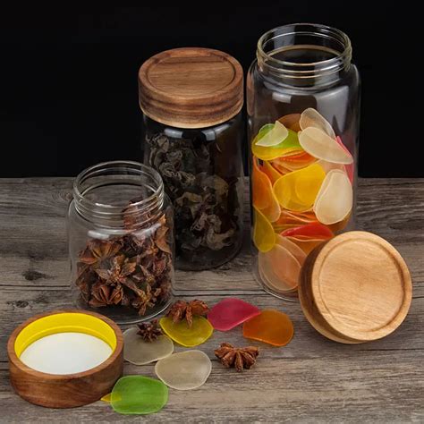 Кухонная креативная стеклянная банка для хранения зерен банка Эдисона с винтом акации и