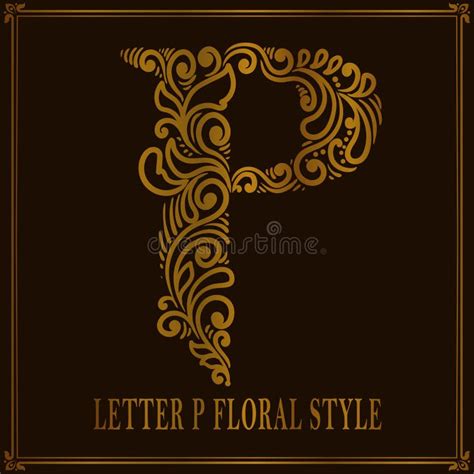 Vintage Letter P Floral Pattern Style Stock Vector Illustration Of