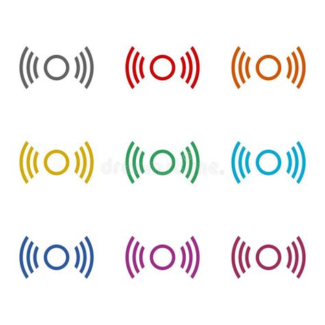 Motion Sensor Icon Isolated On White Background Set Icons Colorful