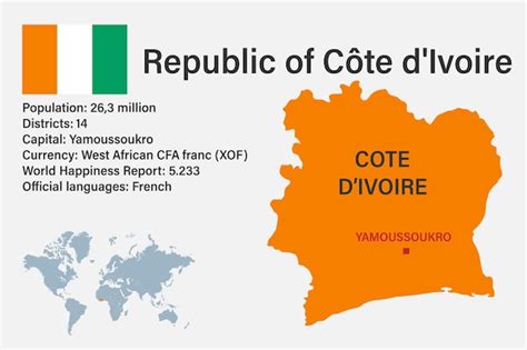 Mapa Altamente Detallado De Costa De Marfil Con Capital De Bandera Y