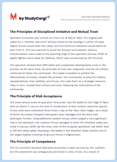 Anaconda Operation Analysis Free Essay Example