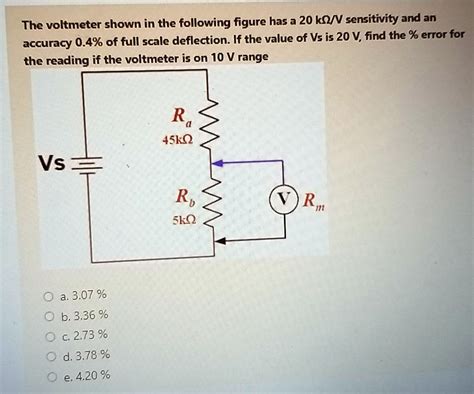 The Voltmeter Shown In The Following Figure Has A 20 KΩ V Sensitivity And An Accuracy 0 4 Of