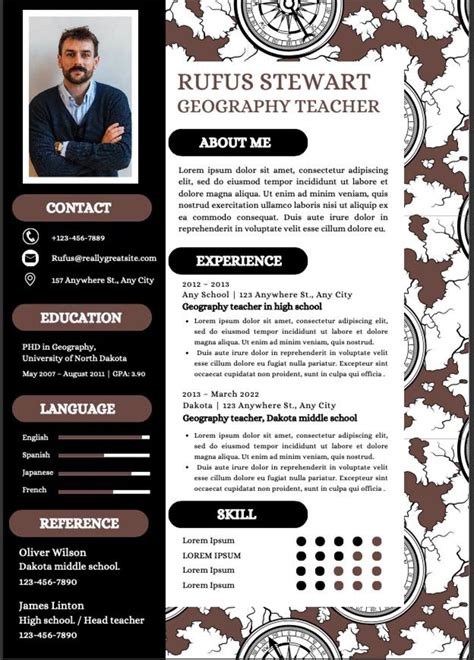 Teacher Resume Template Geography History Social Studies Canva