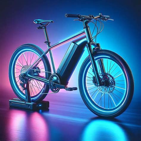 Modern Electric Bicycle With A Futuristic Design Neon Background