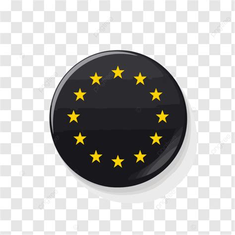 유럽 및 연합 국기 그림이 있는 검은색 버튼 벡터 흰색 바탕에 단순한 검은색 Eu 아이콘 그림자 없음 작은 프레임 중앙