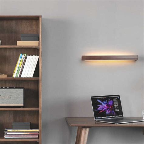 Modern Rectangle Wood Linear Led Wall Sconce Light Vaxlamp