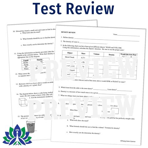 Density Test Flying Colors Science