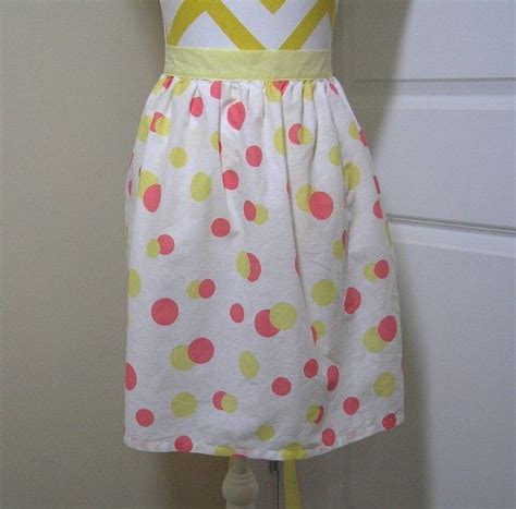1960s Vintage Polka Dot Apron In Yellow And Pink With Yellow Etsy