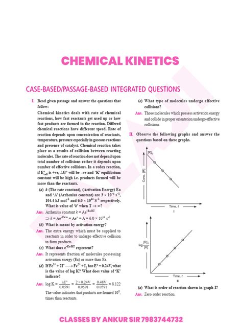 Case Based Question Chemical Kinetics Download Free Pdf Reaction