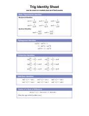 Trig Identity Sheet For Assessments Pdf Trig Identity Sheet Can Be