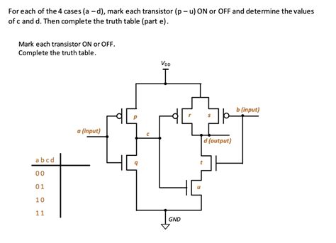 For Each Of The 4 Cases A D Mark Each Transistor P U On Or Off