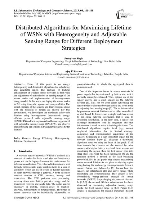 Pdf Distributed Algorithms For Maximizing Lifetime Of Wsns With