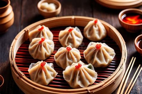 Traditional Chinese Steamed Dumpling Dim Sum Food Snack Meal Stock