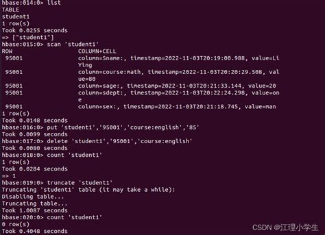 hbase shell实验 编程爱好者博客