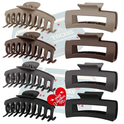 Tocess 8 Pack Neutral Big Hair Claw Clips For Women Large