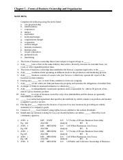 Ch05 Testbank Doc Chapter 5Forms Of Business Ownership And