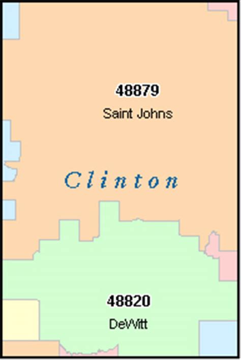 CLINTON County Michigan Digital ZIP Code Map